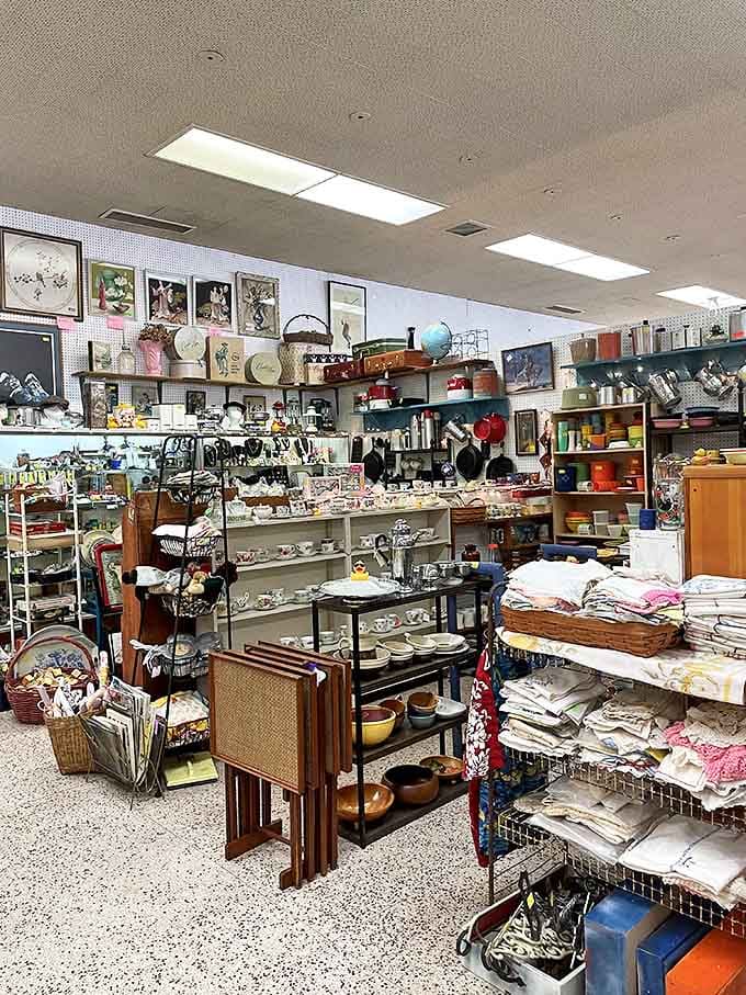 Kitchen treasures organized with the precision of a museum and the warmth of grandma's house &ndash; those linens have stories to tell.