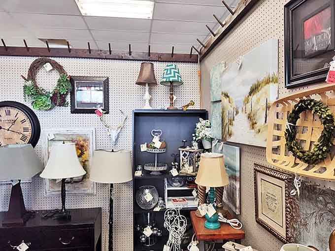 Lamps, clocks, and picture frames create a decorator's playground where "I was just browsing" becomes "I need a bigger car."