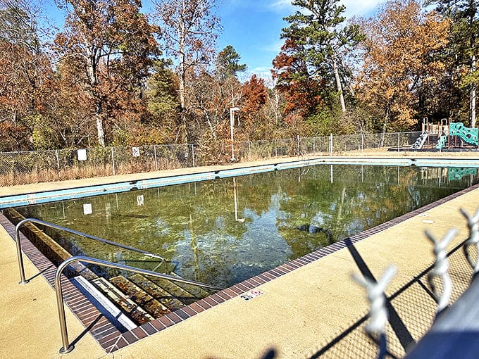 The park's swimming pool awaits summer visitors, promising relief from Mississippi heat that can make asphalt feel like lava.