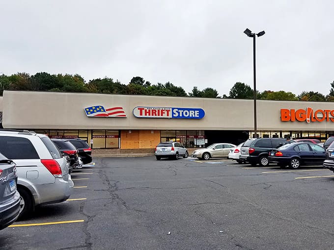 A bustling parking lot hints at the secret Waterbury residents already know: this unassuming strip mall hides a wonderland of second-hand treasures waiting to be discovered.