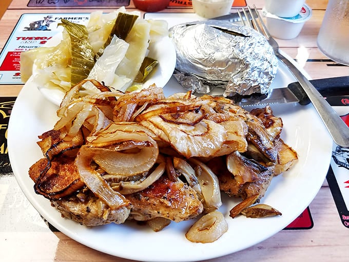 When a pork chop, potatoes, and green beans come together like this, you understand why people still use the phrase "home cooking."