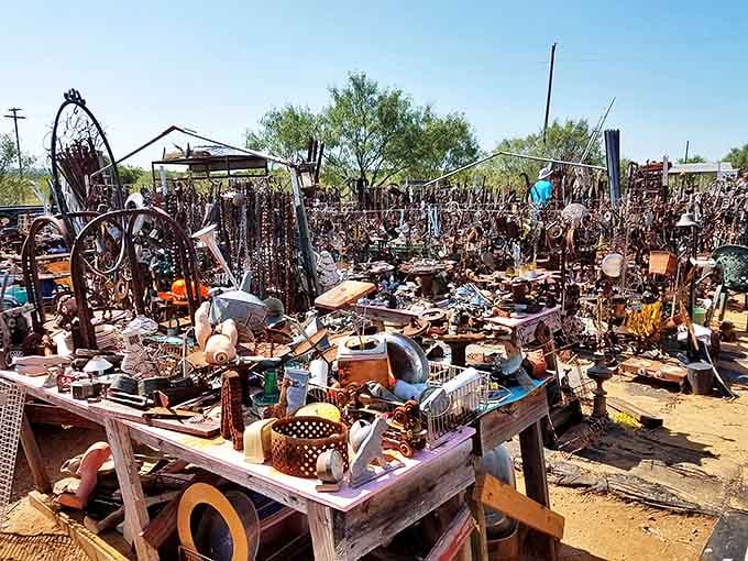 Where junk becomes art – this metal wonderland looks like what would happen if Tim Burton designed a hardware store.