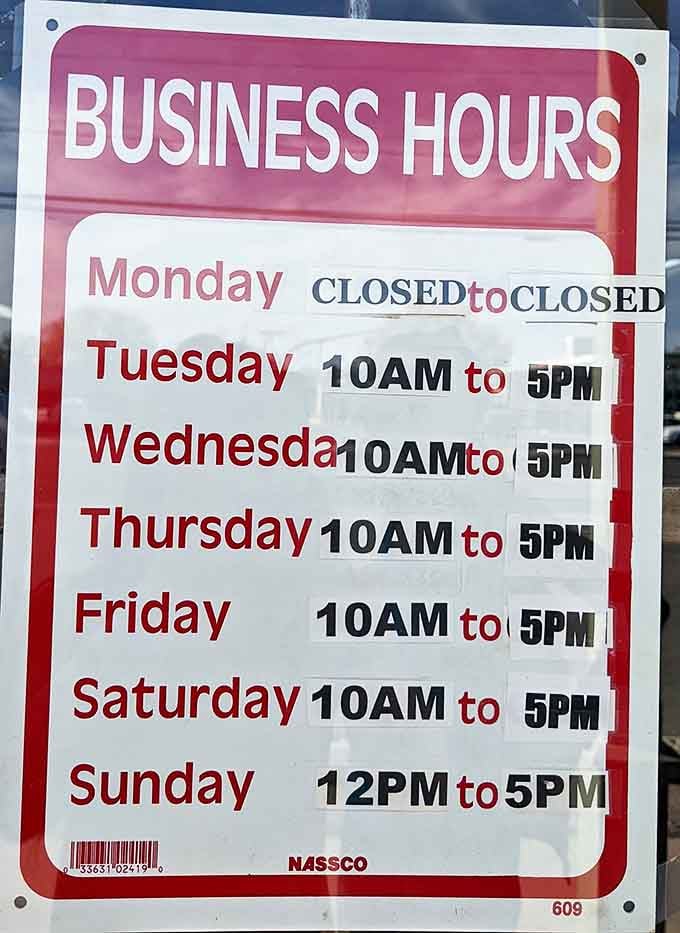 Closed on Mondays—even treasure hunters need a day to count their doubloons. The rest of the week, adventure awaits from 10 to 5.