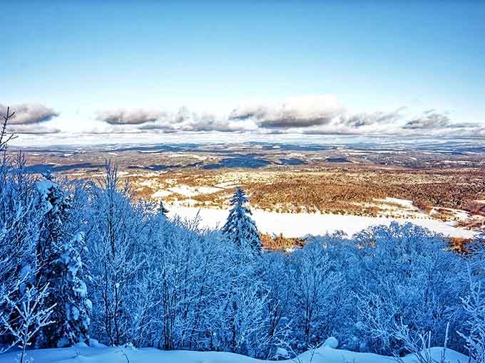 Winter transforms Elmore Mountain into a frosted wonderland that would make Elsa from "Frozen" consider downsizing her ice palace.