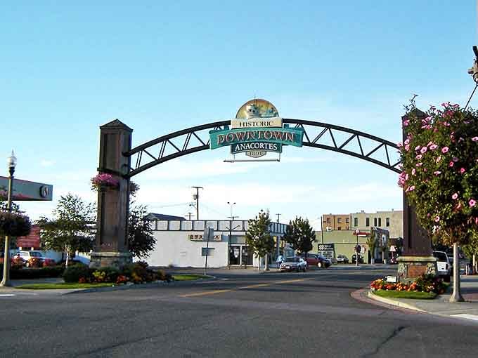 Welcome to Historic Downtown Anacortes, where the arch promises small-town charm and the locals actually deliver on it.