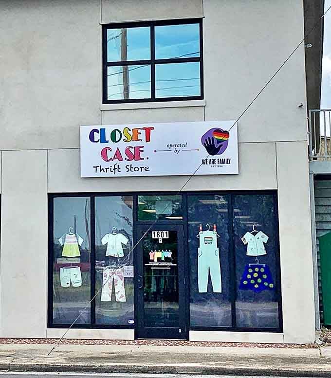Closet Case's vibrant signage signals this isn't your grandmother's thrift store.