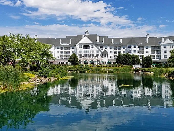 Elkhart Lake's grand white resort reflects in waters so pristine, you'd think Mother Nature was showing off just for you.