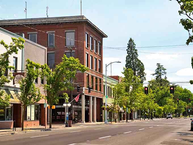 Medford's tree-lined downtown bursts with color, making even a simple stroll to the coffee shop feel magical.