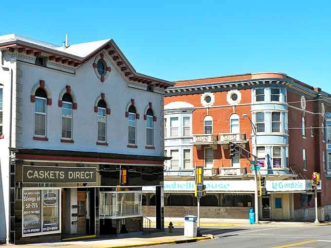 Victorian flourishes meet practical Main Street business&mdash;those rounded windows and ornate trim prove towns can be both functional and gorgeous.