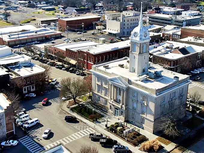 That white clock tower stands watch over Columbia like a proud sentinel, reminding everyone that some things never go out of style.