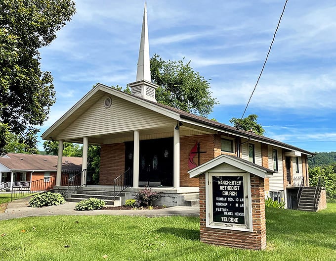 The Manchester Methodist Church welcomes worshippers in a community where your mortgage payment might be less than a big-city dinner tab.