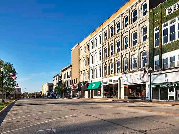 Morning light reveals empty streets soon to bustle&mdash;these stately buildings have watched countless sunrise commutes and coffee runs.