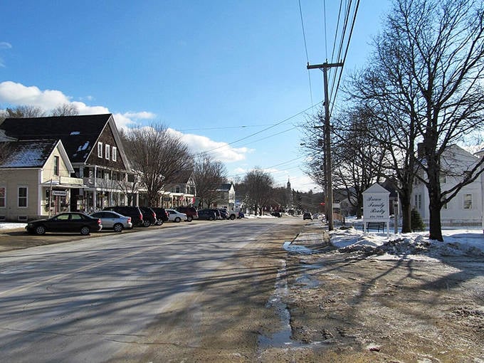 Warner's Main Street in winter shows a town that knows how to rock a snow day with quiet, unassuming charm.