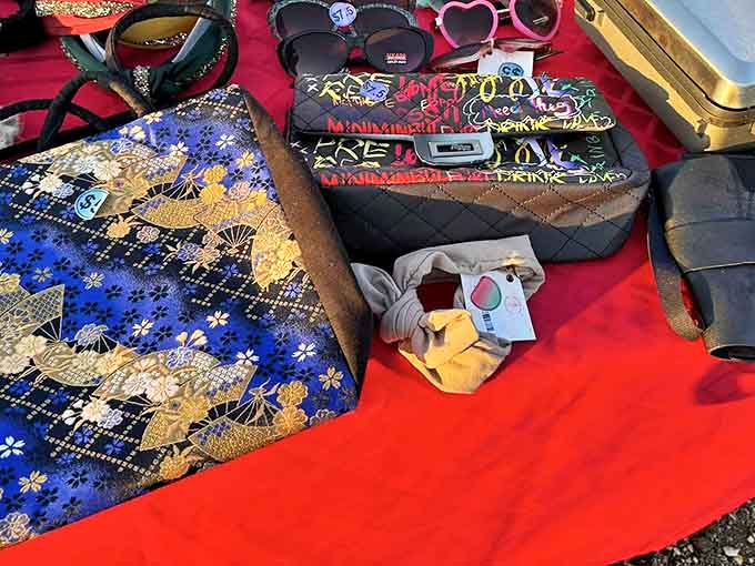 Treasure hunting at its finest! Vintage fabrics whisper stories of bygone eras while designer-inspired bags wait patiently for their second chance at fashionable life.