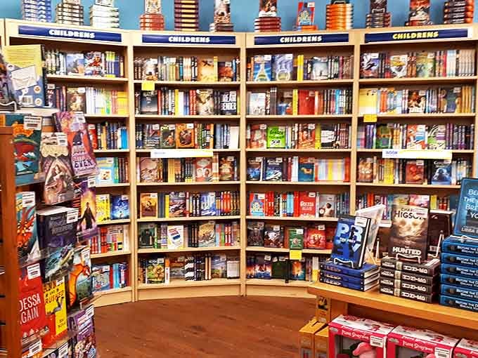 The children's book section offers literary adventures at prices that let you say "yes" to your little one's "just one more book" pleas.