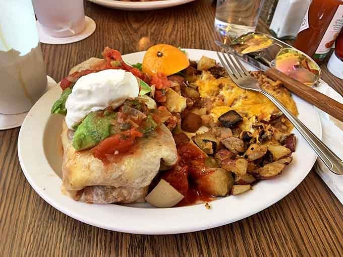 Breakfast burritos shouldn't look this good before noon, but PJ's version makes waking up early feel like winning the lottery.