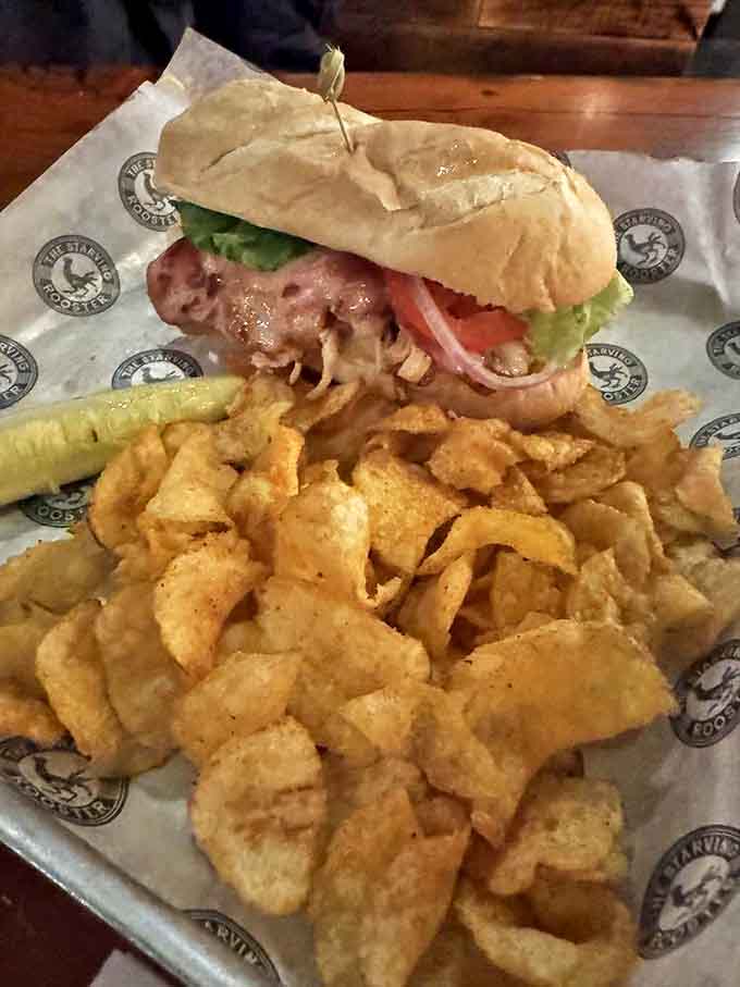 The ultimate comfort combo: a hearty sandwich that means business paired with chips that provide the perfect salty counterpoint.