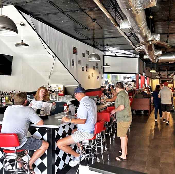 The counter seating&mdash;where strangers become friends over coffee and newspapers. Some of life's best conversations happen exactly like this.