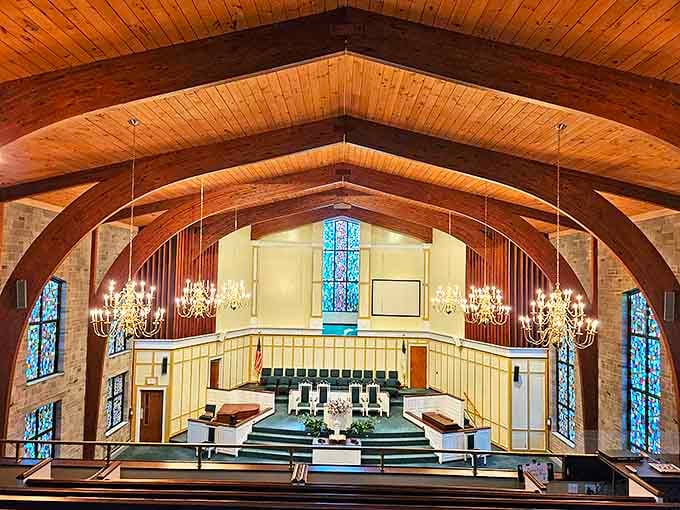 Wooden arches soar heavenward in this sanctuary. Bellevue's historic churches offer spiritual comfort alongside architectural splendor that rivals European cathedrals.