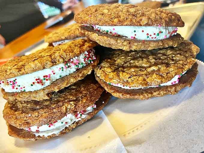 Cookie sandwiches that transport you straight back to childhood, but with grown-up execution. The sprinkles aren't just decoration&mdash;they're joy particles.