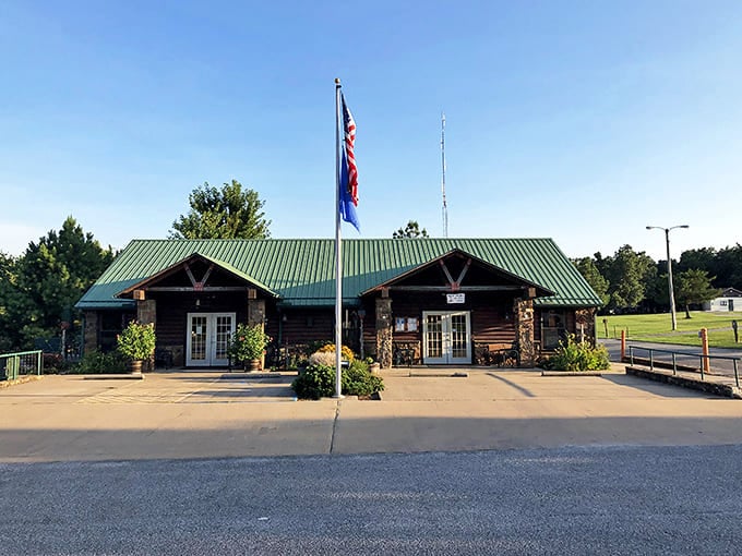 The rustic log cabin visitor center&mdash;where park rangers dispense wisdom and maps with equal enthusiasm. Basically, nature's concierge desk.