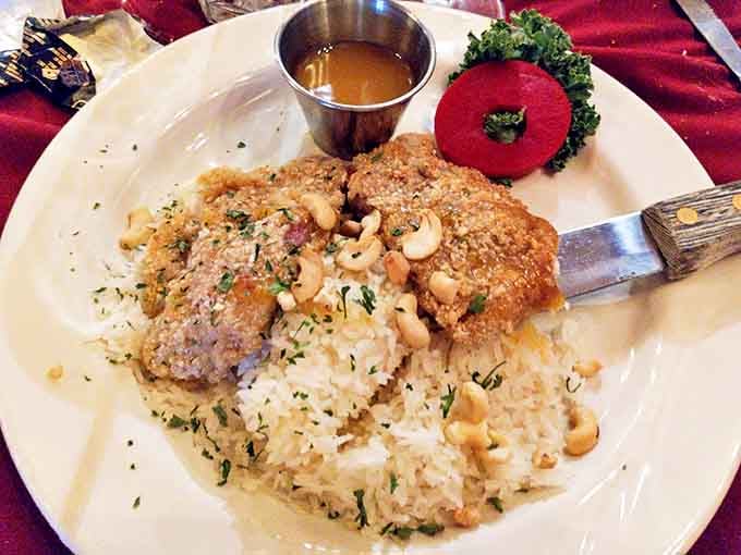 Cashew-crusted duck breast over rice &ndash; proof that sometimes the simplest presentations deliver the most profound flavors. The duck, after all, is the star.