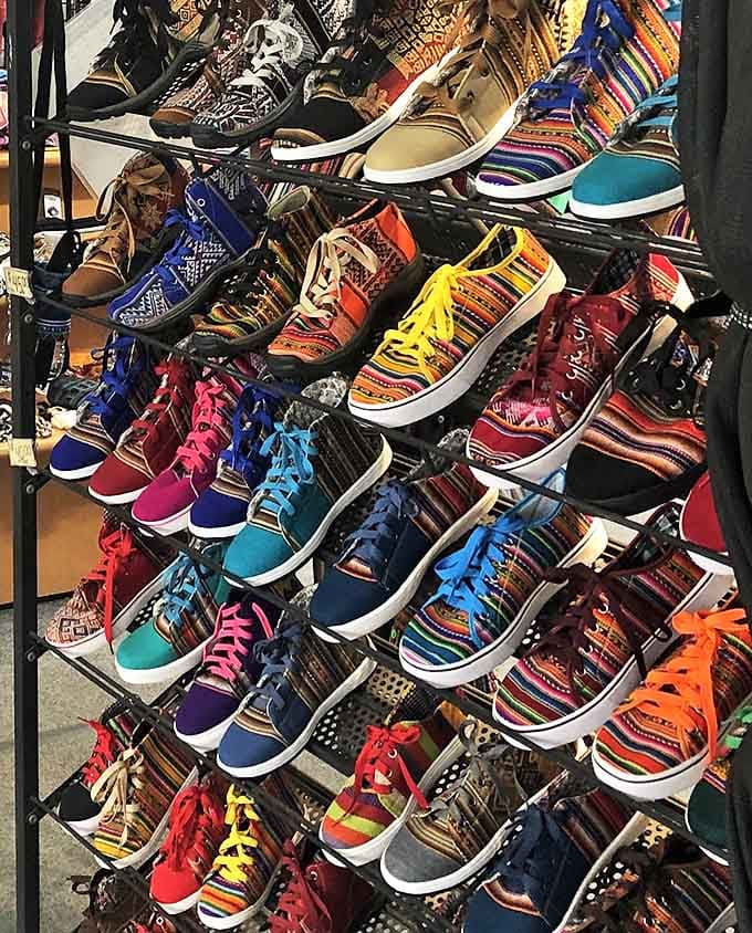 Sneakers with personality! These aren't just shoes&mdash;they're wearable fiesta flags for your feet.