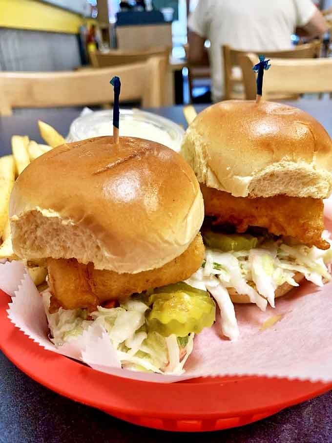 Fish sliders that prove good things come in small packages &ndash; especially when nestled between soft buns with crisp slaw and pickles.