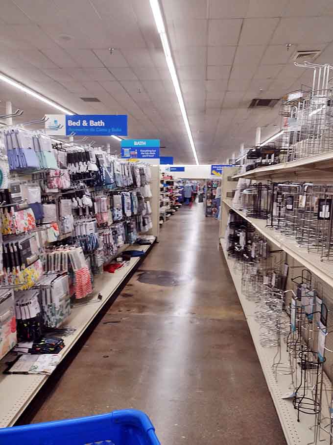 The Bed & Bath aisle stretches toward shopping nirvana&mdash;a clean, organized path to household essentials and unexpected luxuries.