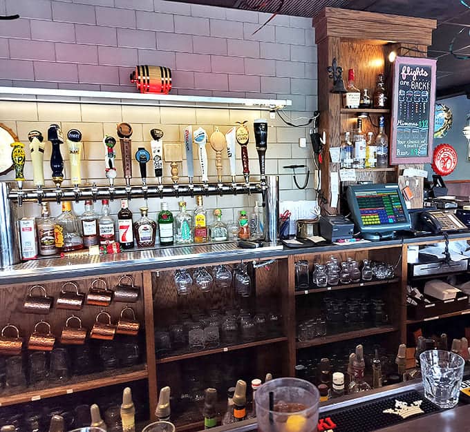 The bar area showcases an impressive lineup of taps and spirits&mdash;breakfast may be their first name, but nightlife isn't forgotten.