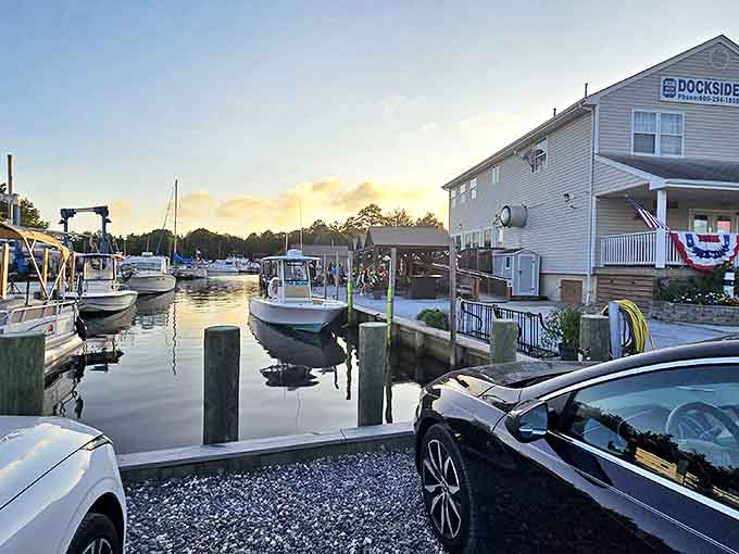 Golden hour at the marina transforms ordinary boats into silhouettes of possibility, their reflections dancing on water turned to liquid amber.