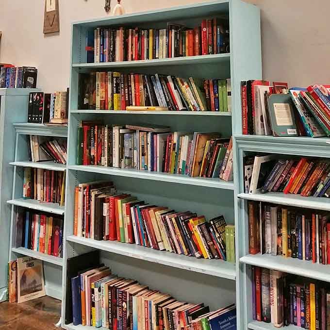 The bookshelf's colorful spines promise literary adventures at pocket-change prices&mdash;bibliophiles beware, you might need another bookcase after this visit.