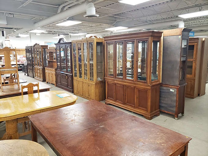 Cabinet kingdom where storage solutions await. These solid wood beauties have seen family dinners and are ready for an encore in your home.