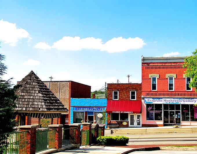 Vibrant storefronts bring unexpected pops of color to Sparta's commercial district, where Caribbean flavors meet small-town Tennessee.