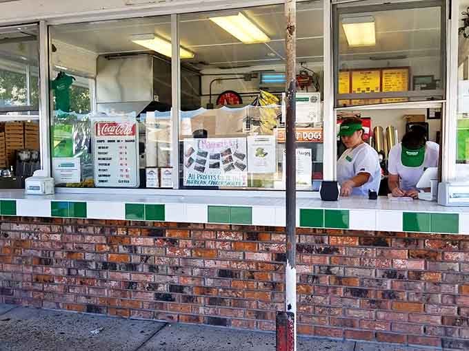 Behind these windows, culinary magic happens without pretense. The brick foundation mirrors the solid, dependable food philosophy that keeps customers returning decade after decade.