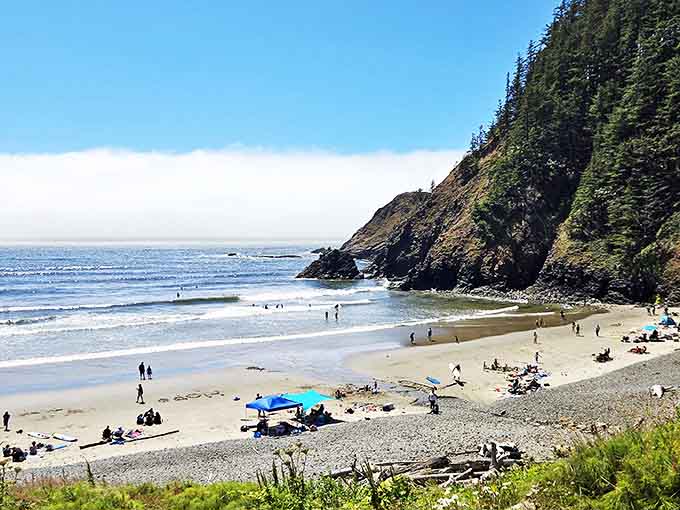Indian Beach on a perfect day &ndash; where strangers become temporary neighbors united by the universal language of "wow, would you look at that view?"