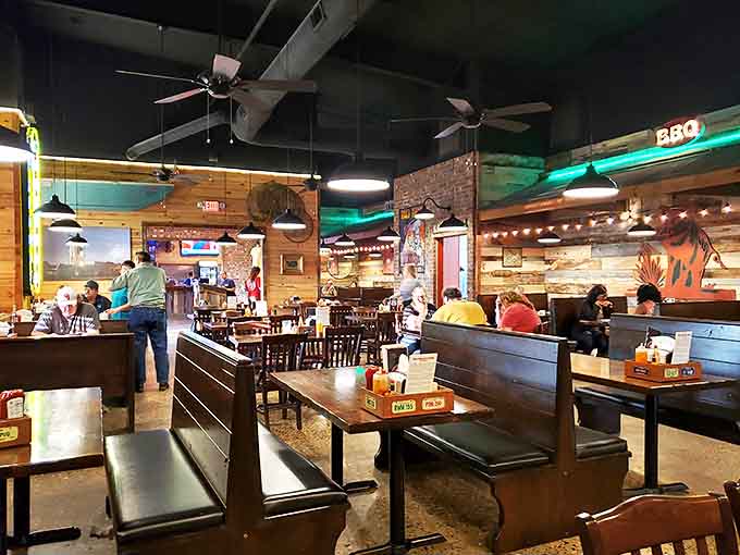 Where memories are made between bites. Nick's dining area balances rustic charm with comfortable seating for serious eating business.