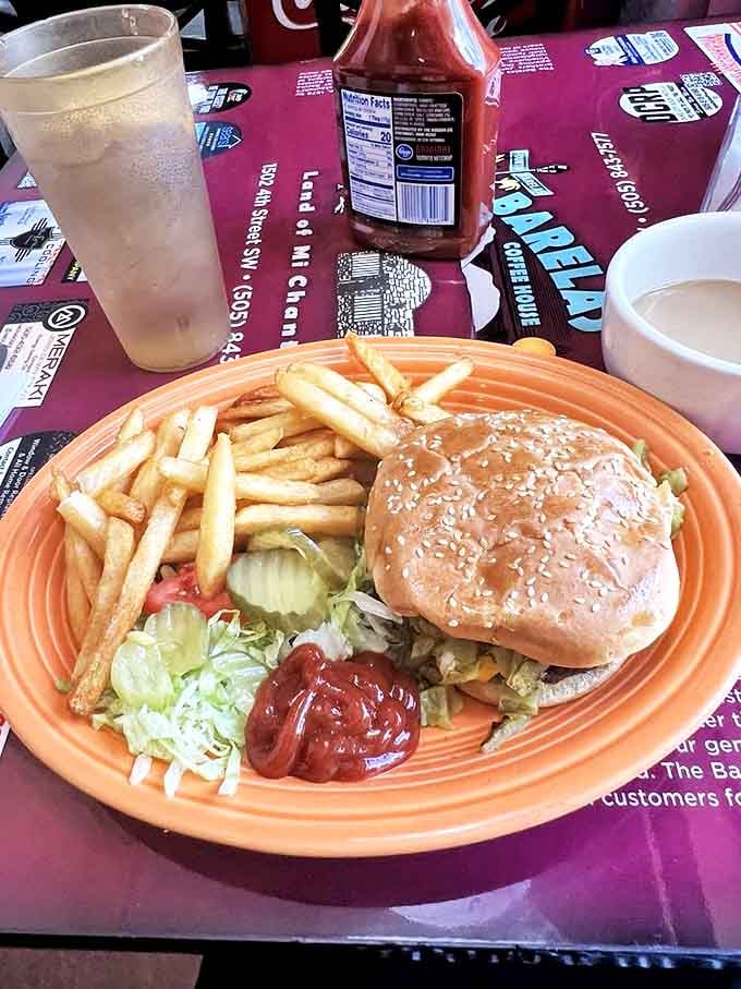 The classic American burger gets the New Mexican treatment&mdash;crispy fries on the side and enough green chile to make your taste buds stand at attention.