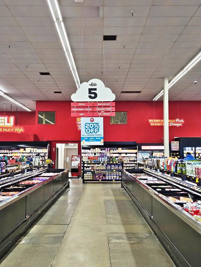 Aisle 5's frozen food paradise offers everything from basic vegetables to gourmet meals that would cost triple elsewhere.