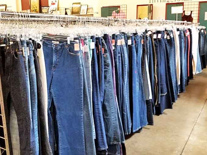 The denim section &ndash; a sea of blue possibilities where your next favorite jeans are hiding, already perfectly broken in.