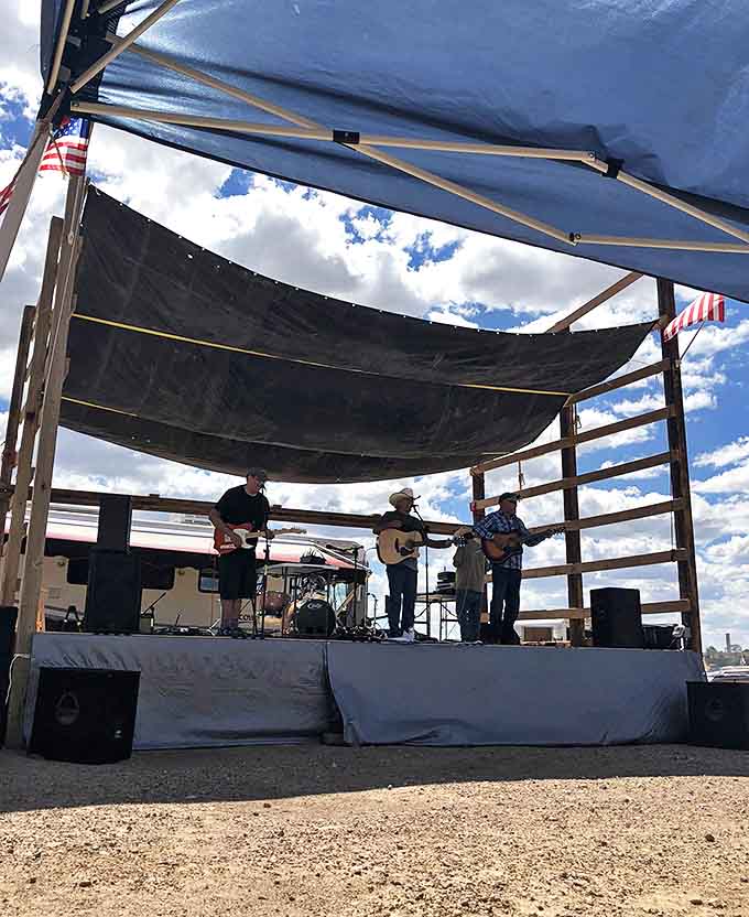 Live music transforms an ordinary shopping trip into a cultural festival, with local musicians providing the soundtrack for the day's discoveries.