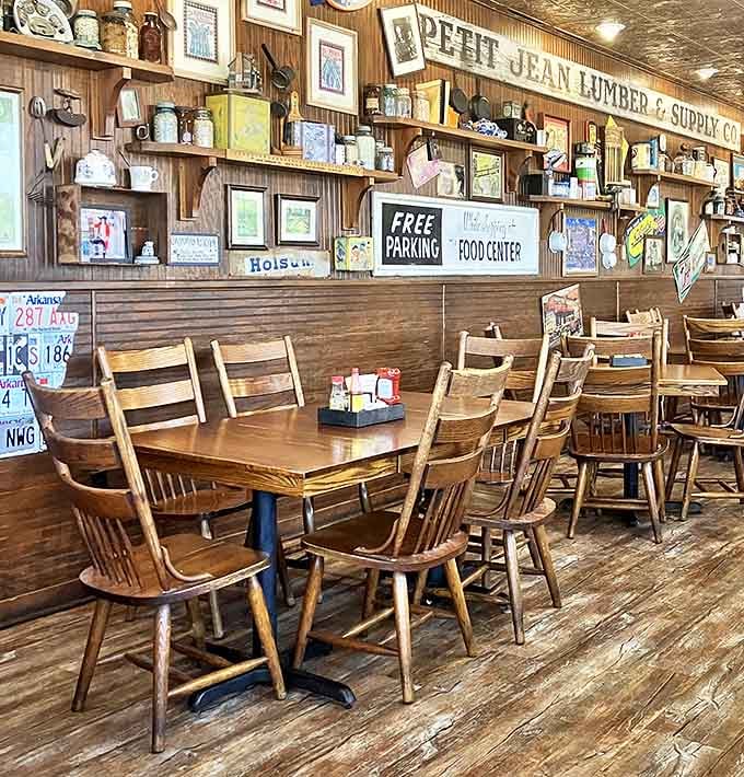 The wooden chairs and nostalgic wall decor aren't from some corporate designer's "authentic America" catalog &ndash; they've earned their patina honestly over the years.
