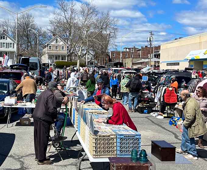 The thrill of the hunt brings shoppers together, strangers united in the universal language of "How much for this?"