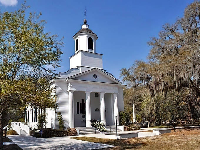 This white chapel with Spanish moss-draped trees could be where Nicholas Sparks characters exchange heartfelt vows in Edisto.
