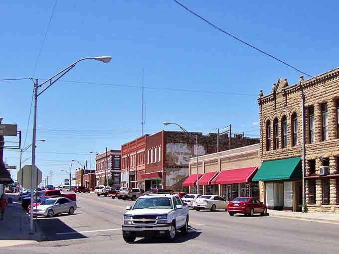 Holdenville's downtown stretches before you &ndash; where rush hour means three cars at the stoplight instead of two.