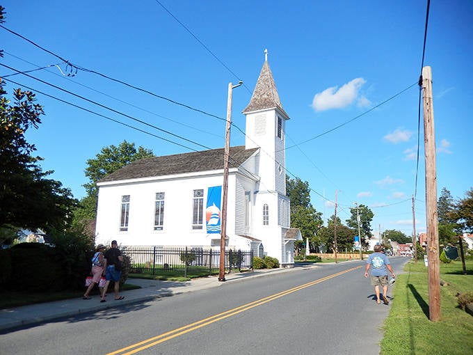 This beautiful white church with its distinctive steeple stands as a peaceful landmark in the heart of Onancock's historic district.