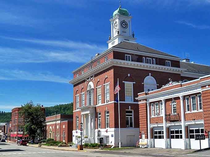 Rumford's stately brick buildings stand as proud sentinels of affordability in Maine's western mountains, where your Social Security check goes further.