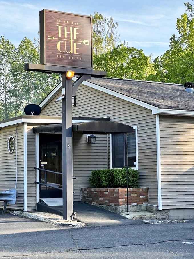 Simple gray exterior, extraordinary BBQ interior - proof that great things come in humble packages.