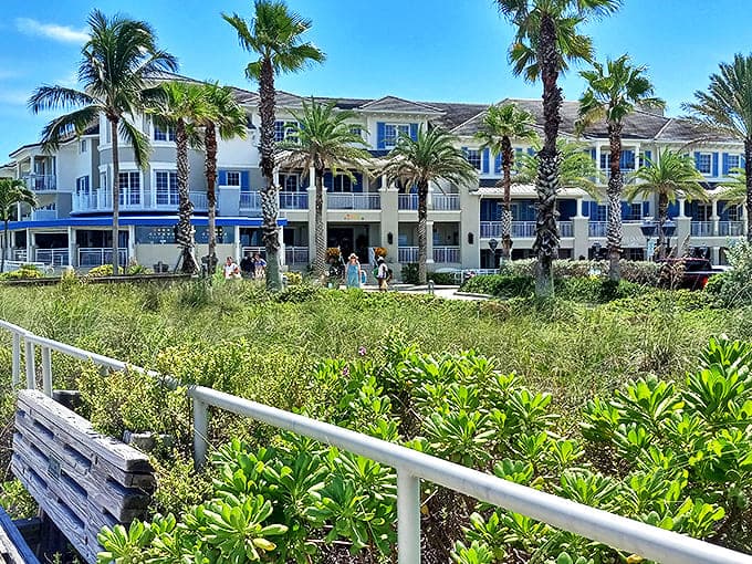 Vero Beach's oceanfront buildings peek through palm trees, offering a more relaxed alternative to Florida's high-rise beach towns.