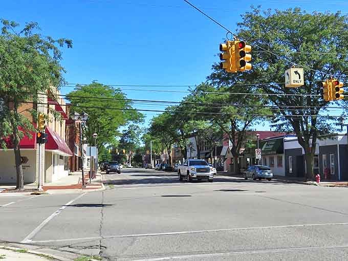 Alma's downtown stretches toward the horizon, promising discoveries in every storefront along the way.